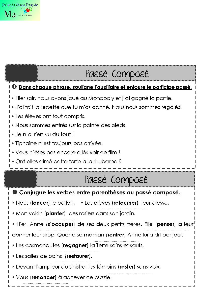 'ma-revision.com 'exercice-sur-passe-compose