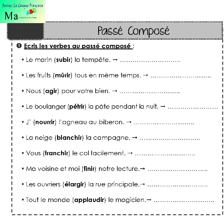 'ma-revision.com 'exercice-sur-passe-compose