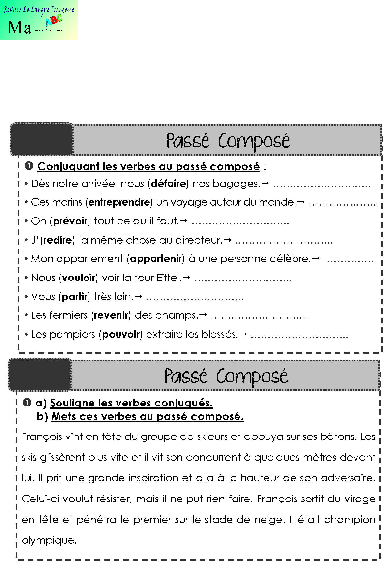 'ma-revision.com 'exercice-sur-passe-compose