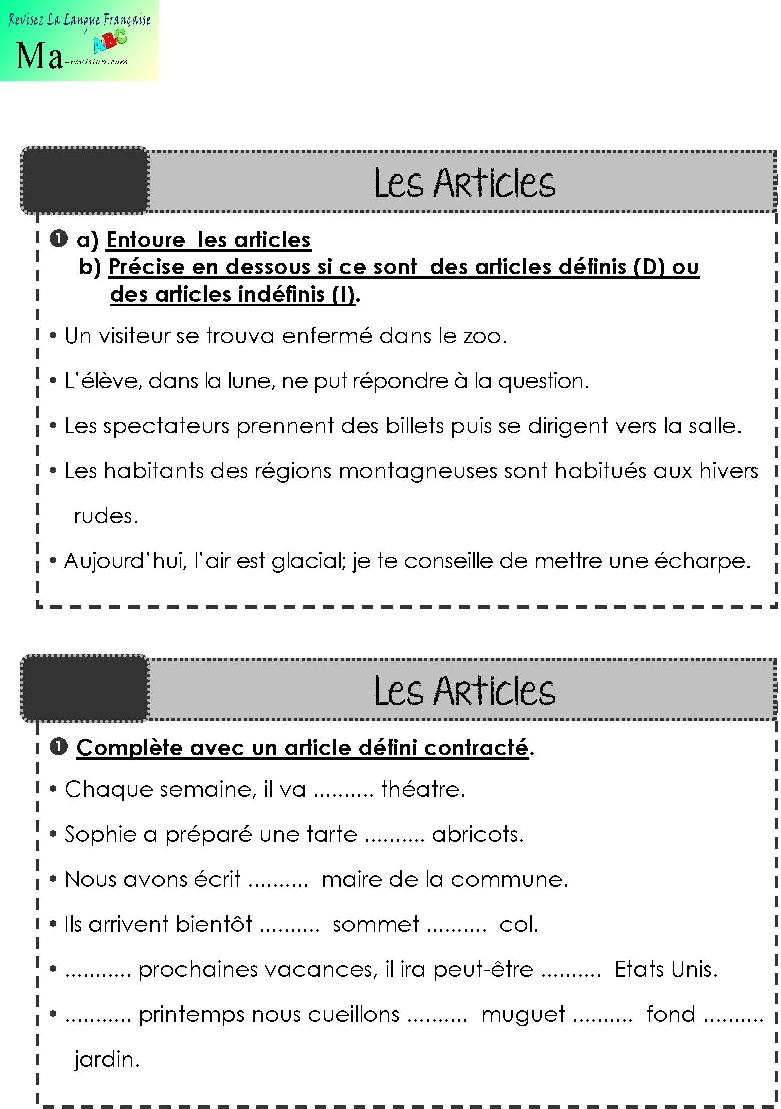 'ma-revision.com 'exercice-sur-les-articles-grammaire-ma-revision.com