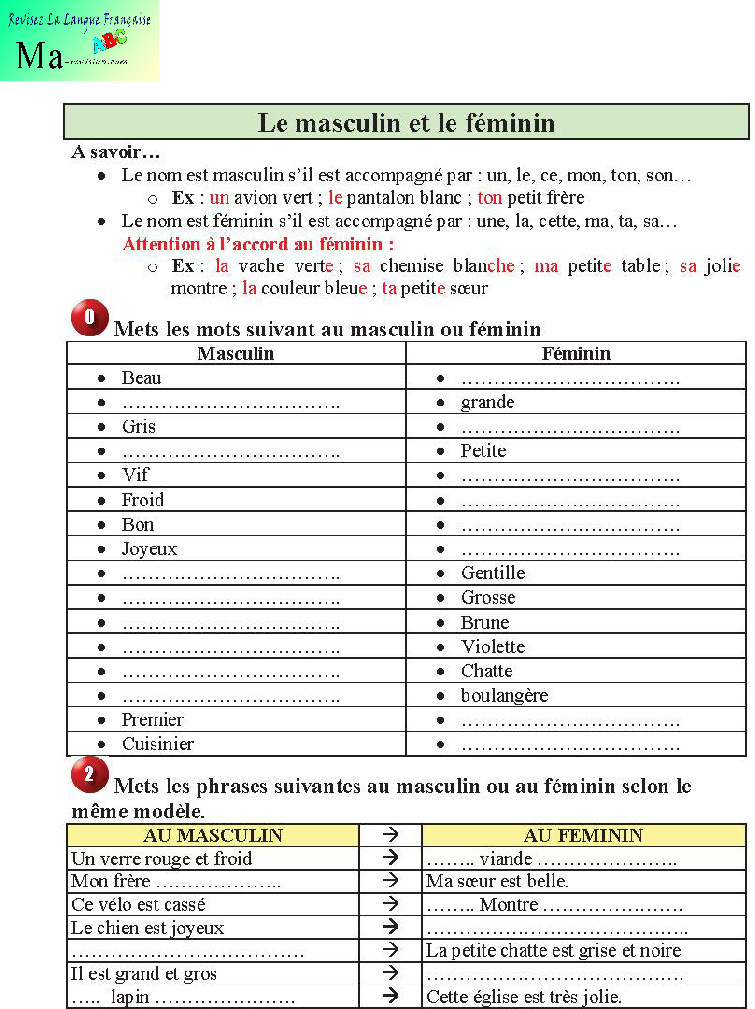 'ma-revision.com 'le-masculin-et-le-feminin-orthographe-ma-revision.com