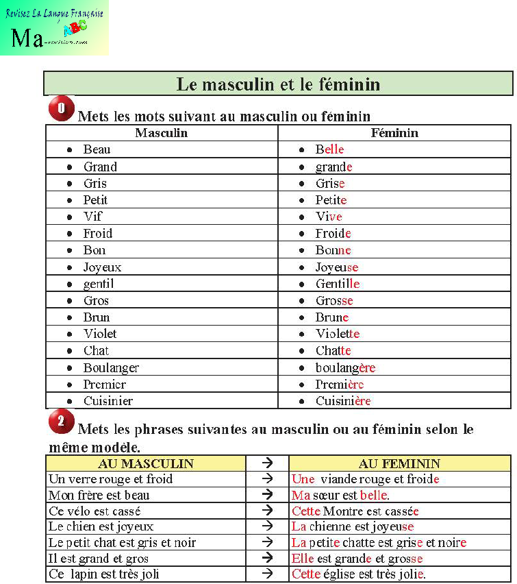 'ma-revision.com 'le-masculin-et-le-feminin-orthographe-ma-revision.com