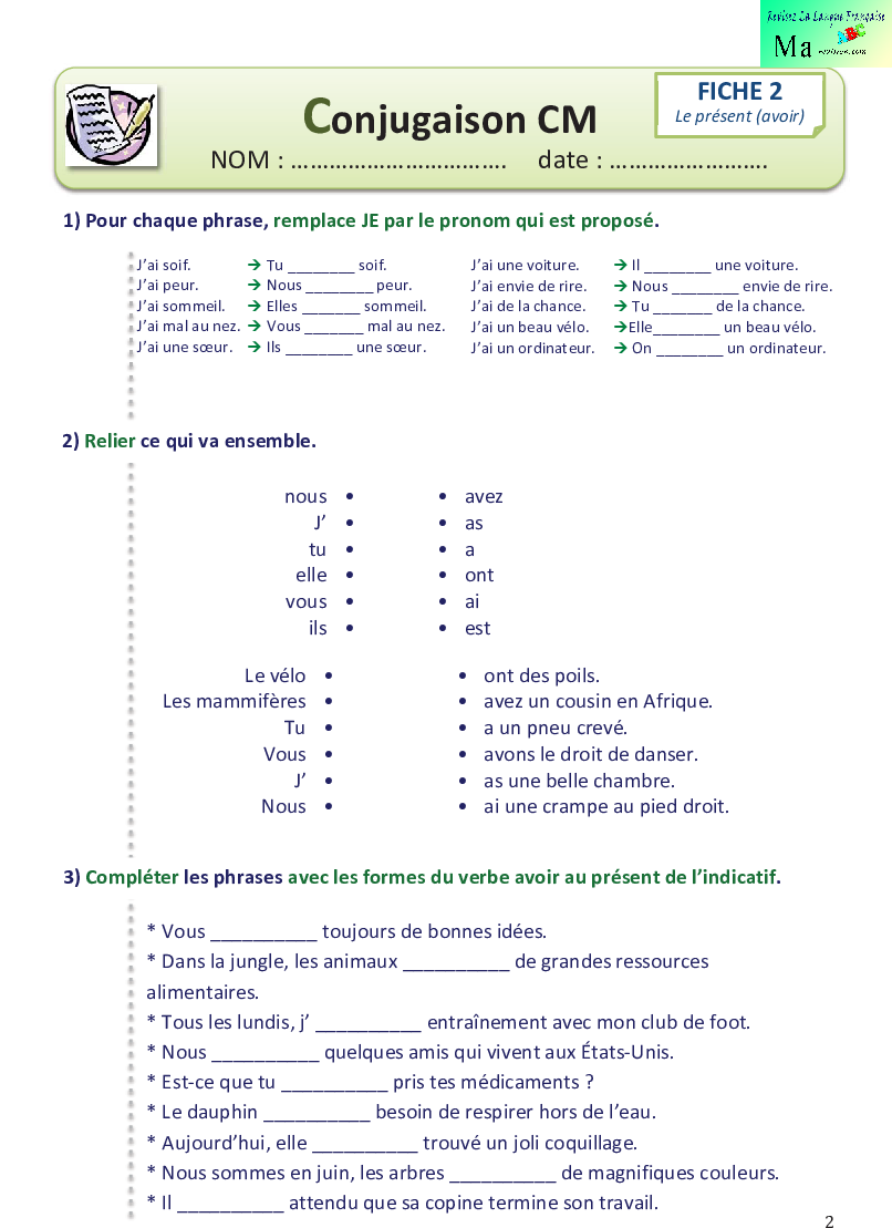 'ma-revision.com 'exercice-sur-le-present-de-l-indicatif