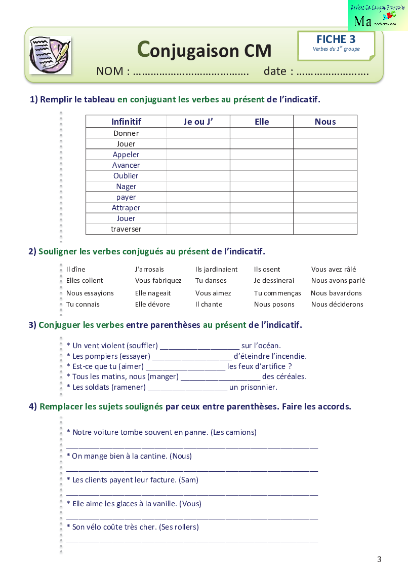 'ma-revision.com 'exercice-sur-le-present-de-l-indicatif