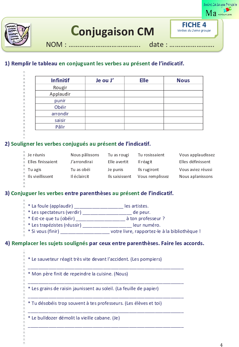 'ma-revision.com 'exercice-sur-le-present-de-l-indicatif