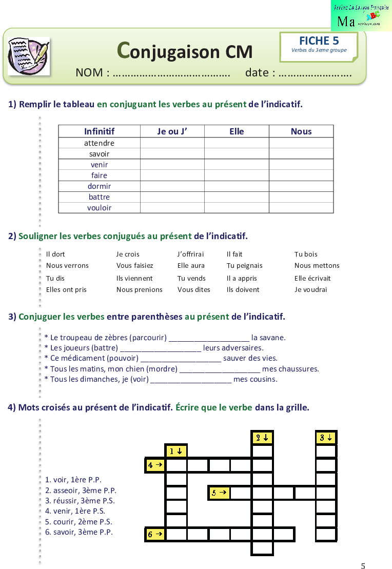 'ma-revision.com 'exercice-sur-le-present-de-l-indicatif
