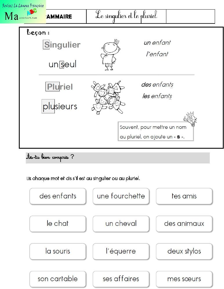 'ma-revision.com 'le-singulier-et-le-pluriel-grammaire-ma-revision.com