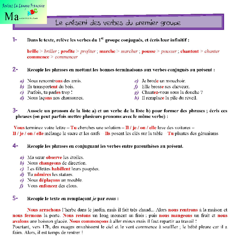 'ma-revision.com 'le-present-des-verbes
