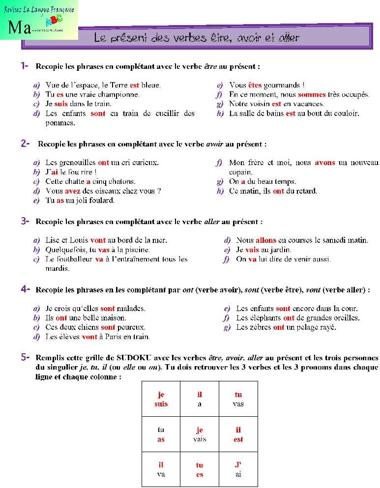 'ma-revision.com 'le-present-des-verbes