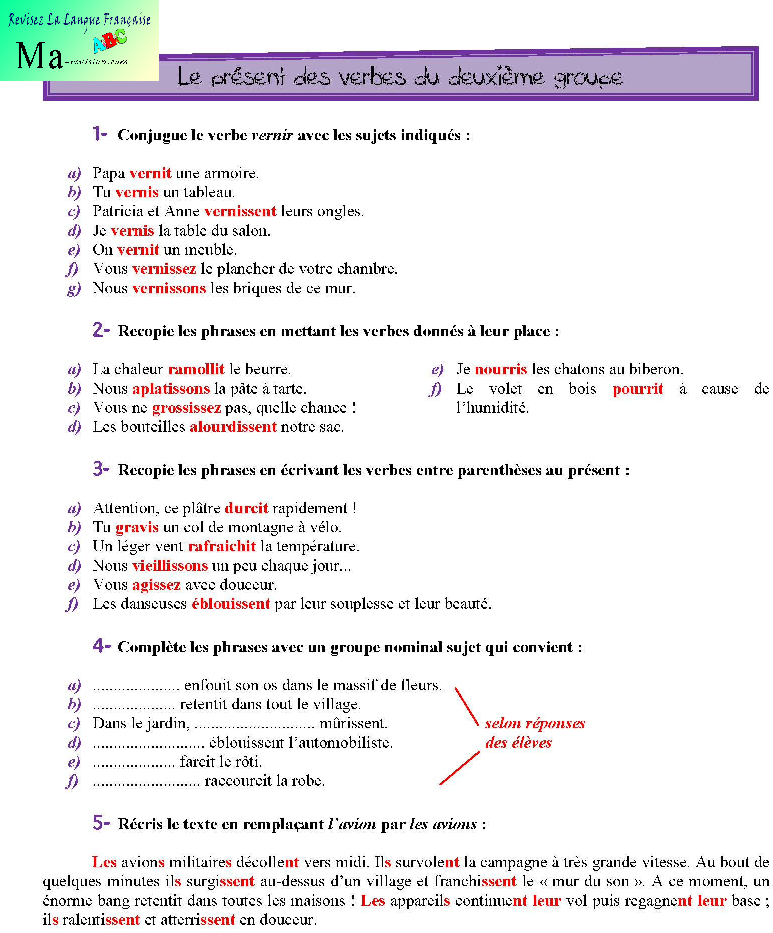 'ma-revision.com 'le-present-des-verbes