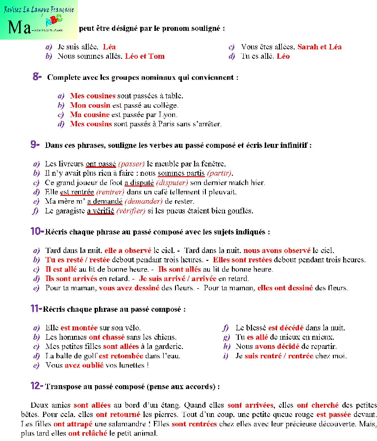 'ma-revision.com 'le-passé-composé-des-verbes
