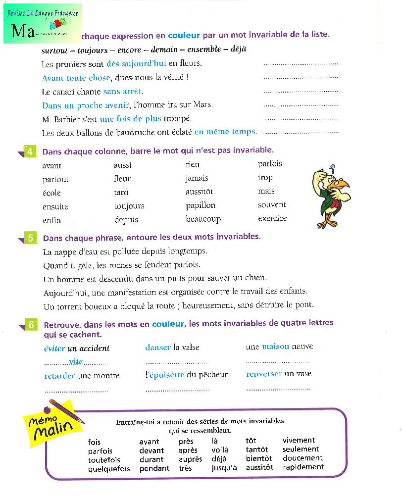 'ma-revision.com 'des-mots-invariables-grammaire-ma-revision.com