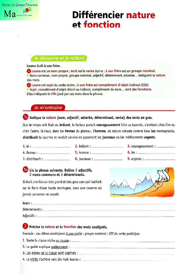 'ma-revision.com 'differencier-nature-et-fonction-grammaire-ma-revision.com