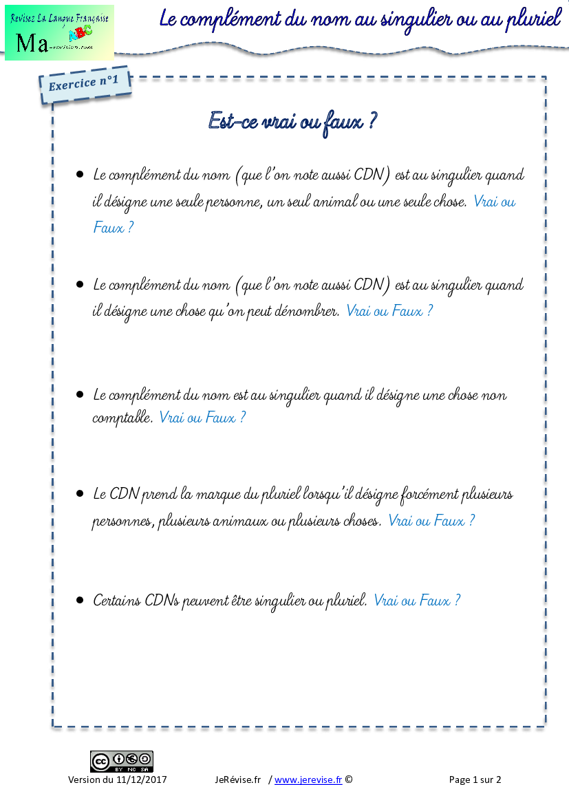 'ma-revision.com '2-lecon-complement-du-nom-singulier-ou-pluriel ...