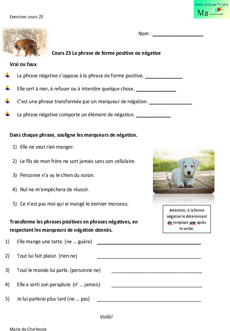 Fiches et exercices de grammaire pour ce1