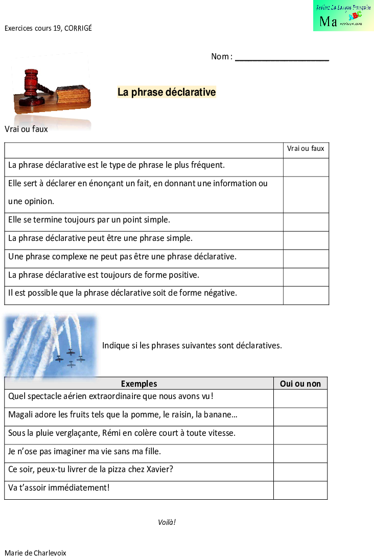 Fiches et exercices de grammaire pour ce2